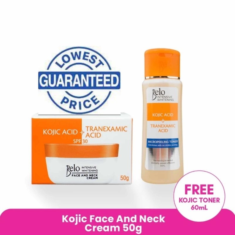 Belo Intensive Whitening Face & Neck Cream SPF30 50g + free Kojic Toner ...