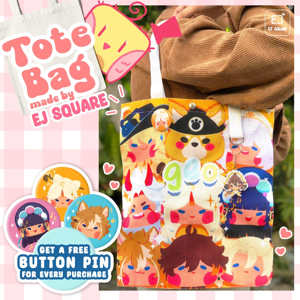 GENSHIN IMPACT GEO CHARACTERS TOTE BAG [FREE PIN] | EJ SQUARE | Shopee ...
