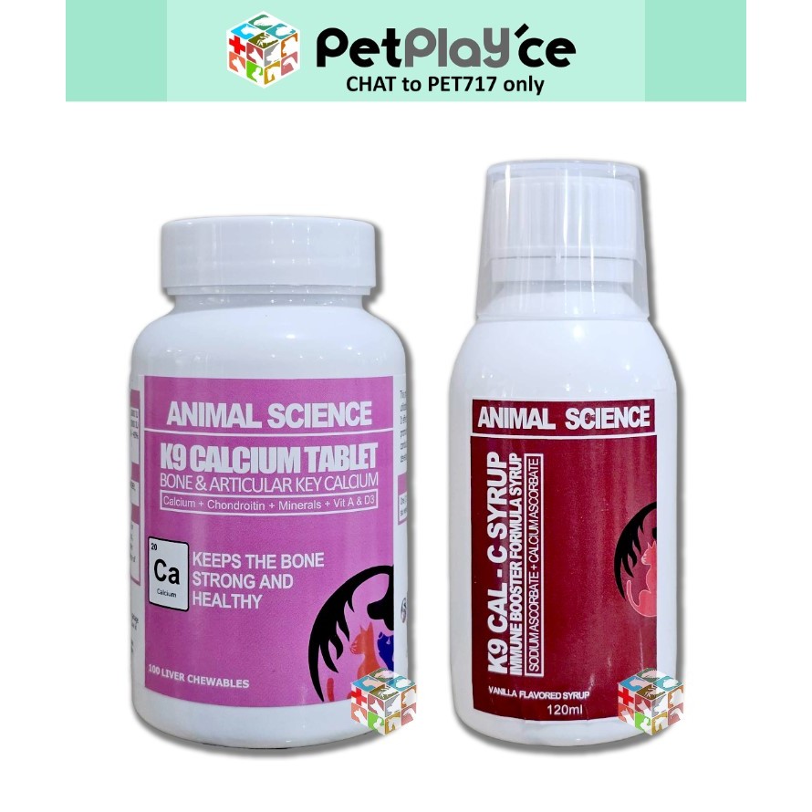 Animal Science K9 CALCIUM TABLET 100 tabs / CAL-C Syrup 120ml Liquid ...