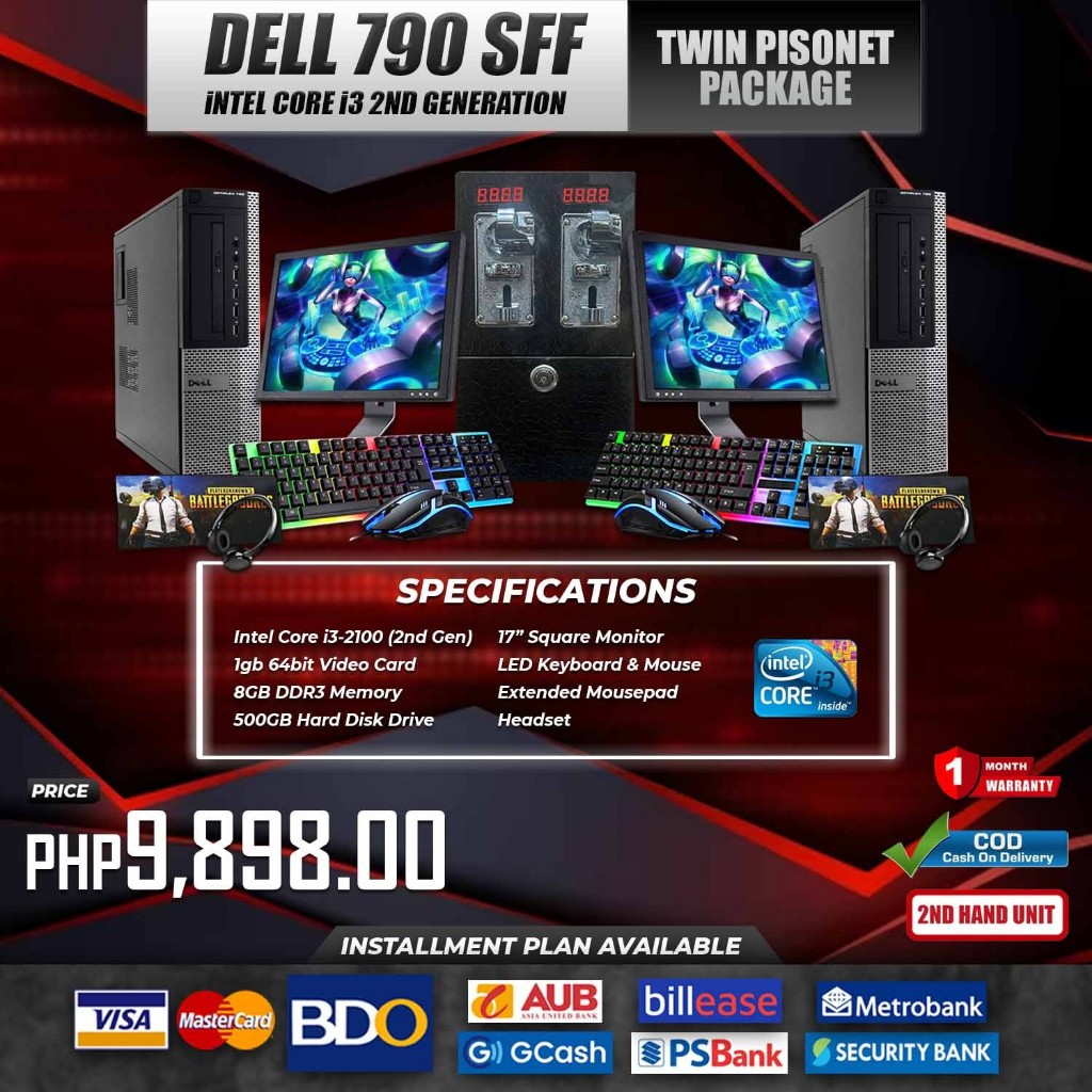 TWIN PISONET PACKAGE DELL 790 INTEL CORE i3 2ND GEN 8GB 500GB HDD 1GB ...
