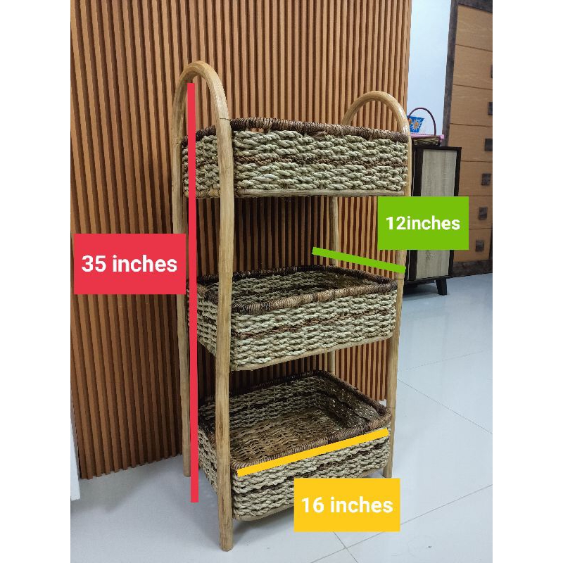 RATTAN 3LAYER DISPLAY RACK/ RATTAN ORGANIIZER/NATIVE ORGANIZER | Shopee ...