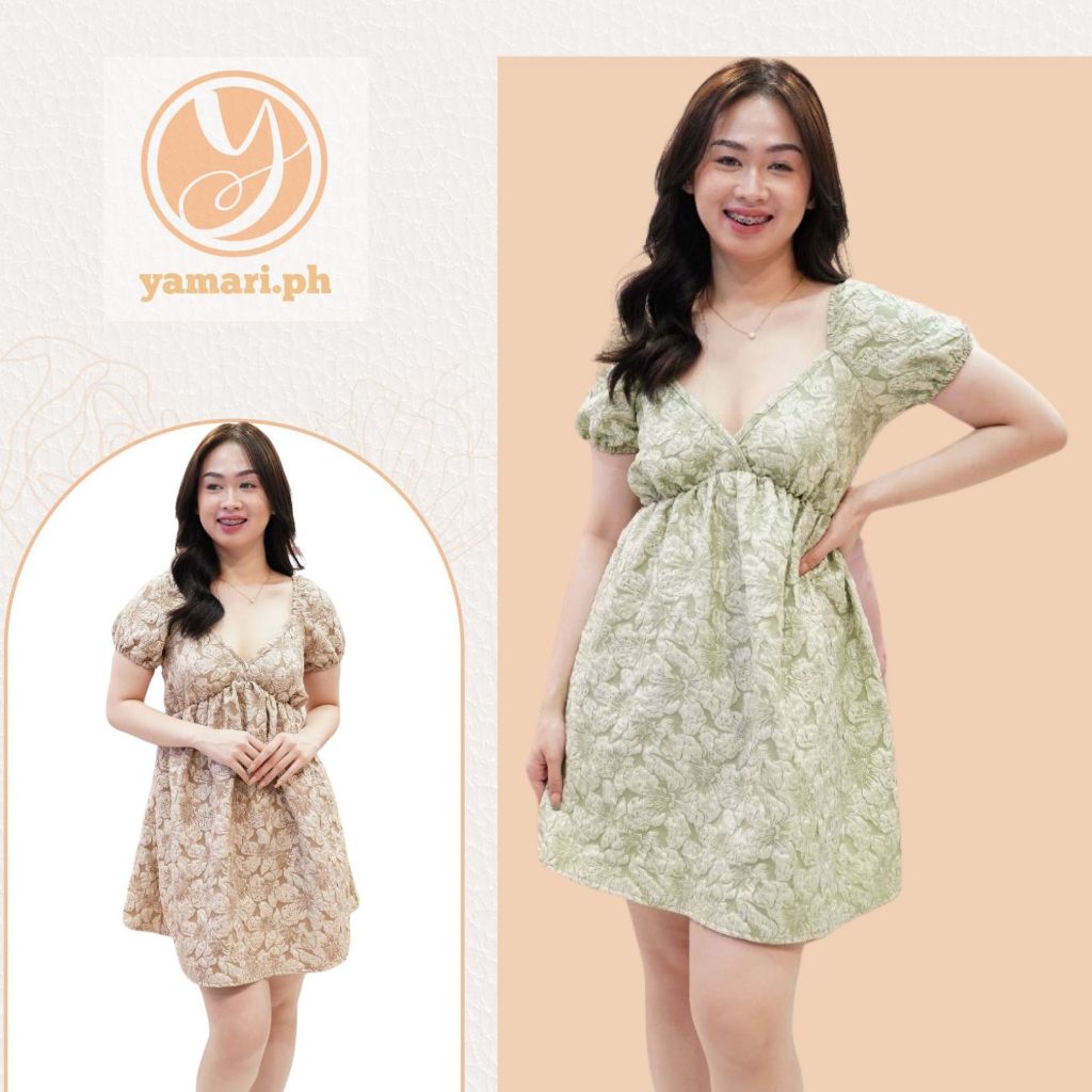 Yamari.Ph Trendy Two-way Puff Sleeves Back Smocking Midi Casual Dress | SABRINA | Shopee Philippines