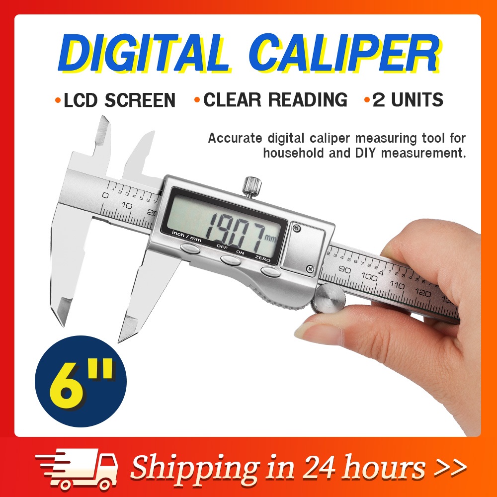 Mabilis na Pagpapadala ⚡150mm Vernier Caliper LCD Digital Caliper Electronic Carbon Fiber ...