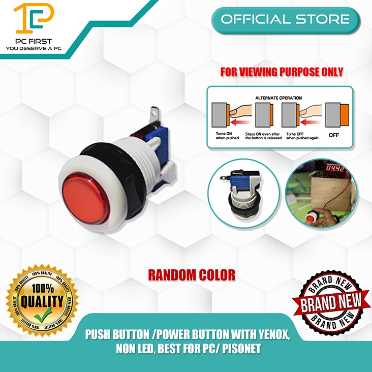 PUSH BUTTON /POWER BUTTON WITH YENOX, NON LED, BEST FOR PC/ PISONET ...