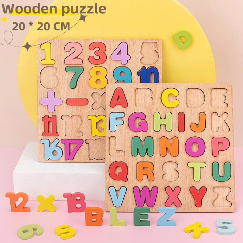 ABC Alphabet Digital Puzzle Wooden Toys Kid Number Letter shape ...