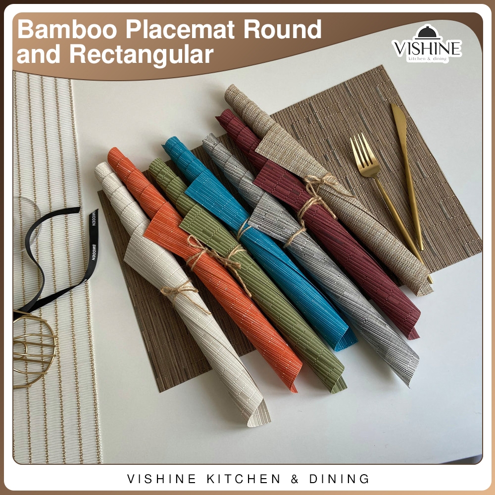 VISHINE Nordic PVC Place Mat Non-slip Heat Insulation Pad Bamboo ...