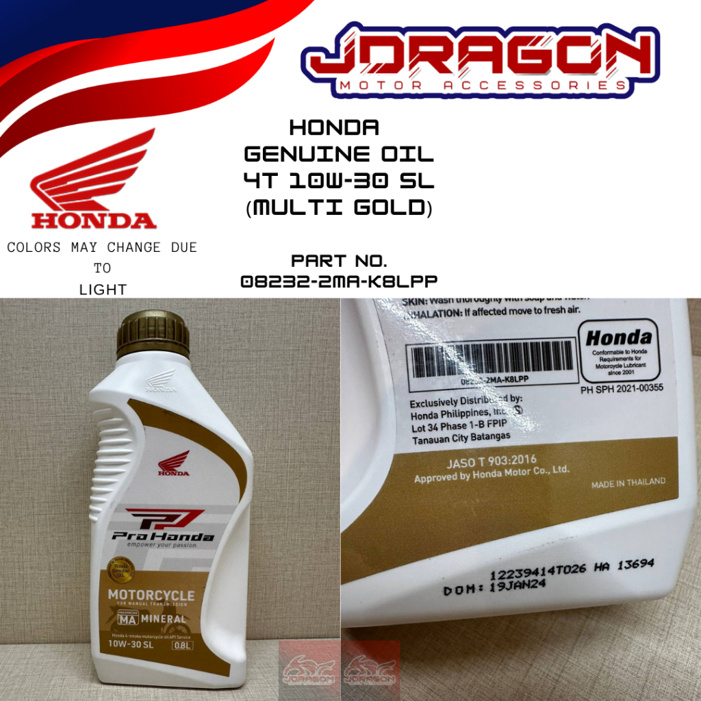 PRO HONDA GENUINE ENGINE OIL 4T (800ML) 10W30MA (08232-2MA-K8LPP ...