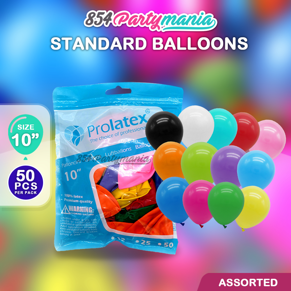 50pcs Standard Size 10 Inch Prolatex Balloons Standard Color per pack ...
