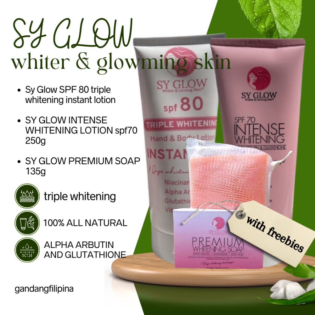 SY Glow Cosmetic beauty products soap and instant lotion with spf 80 ...