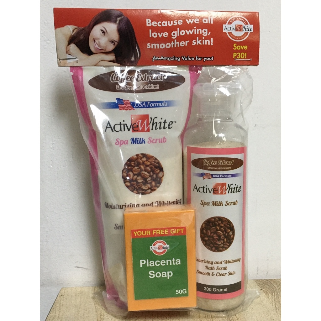 Active White Spa Milk Salt Scrub with Coffee 300g Bottle + 350g Refill ...