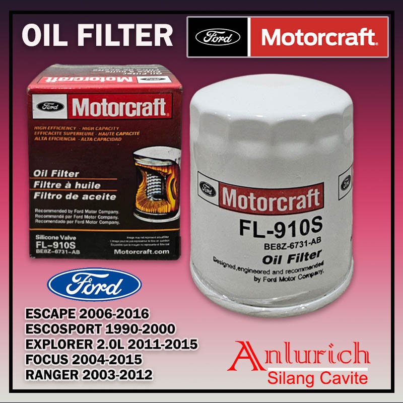 OIL FILTER FOR FORD ECOSPORT,FIESTA,FOCUS,ESCAPE MOTORCRAFT (FL-910S ...