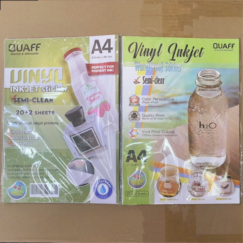 Quaff/Waterproof Vinyl sticker Inkjet(SEMI-CLEAR)(glossy)(matte ...
