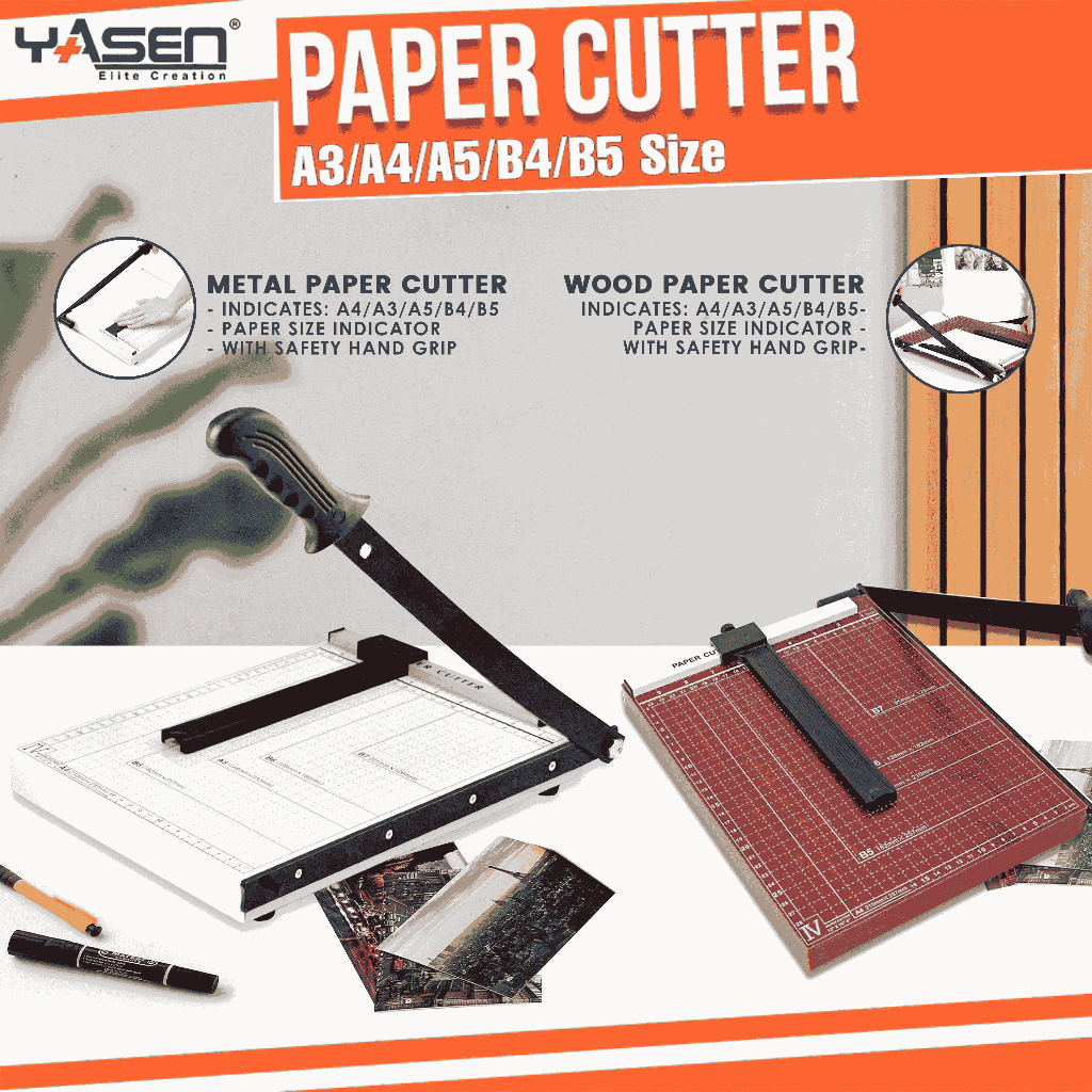 Officom Paper Cutter Metal & Wood Base A4 A3 A5 B3 B4 B5 Size Heavy ...