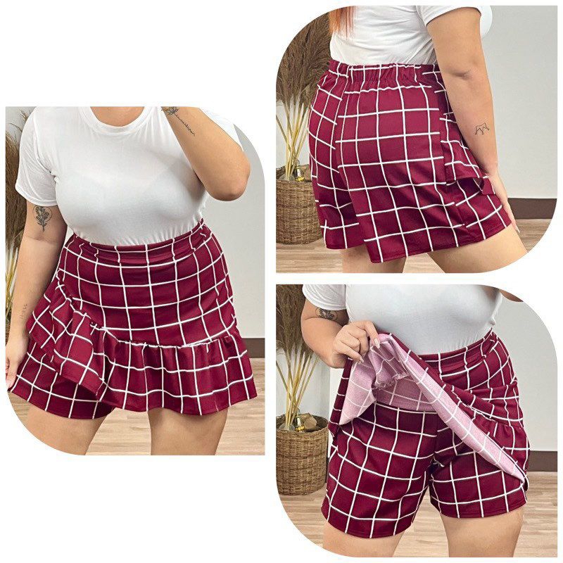 Plis Size Korean Ruffles Skort fit L to 2XL ( 32" - 42" Waistline ...