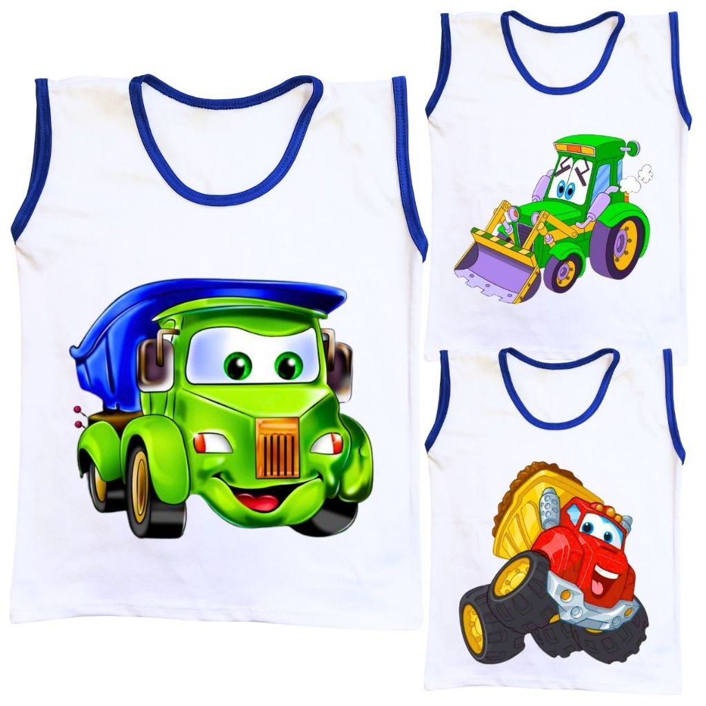 Cartoon Trucks Collections Print on Budoy Muscle Sando Tops Infant Kids ...