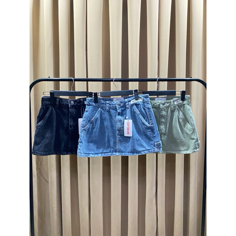 LOW RISE DENIM MINI SKIRT (COT TON ON) | Shopee Philippines