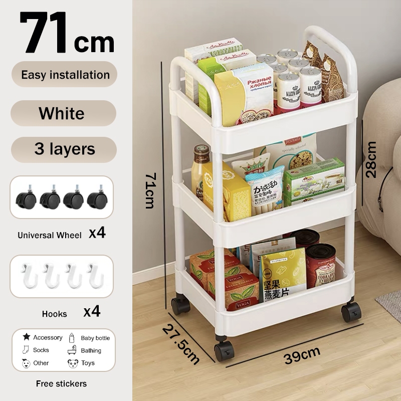 3-Tier Trolley Cart Organizer With Wheels kitchen Trolley Organizer for ...