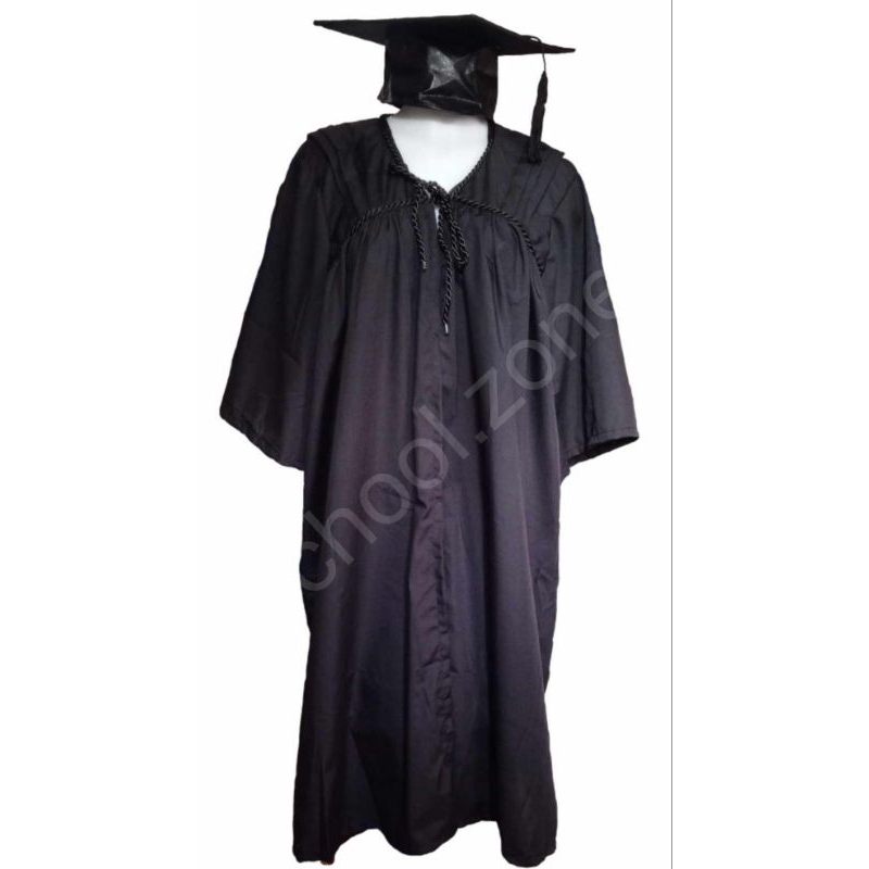 BLACK TOGA/GRADUATION GOWN AND CAP FOR COLLEGE (Tetoron cotton fabric ...