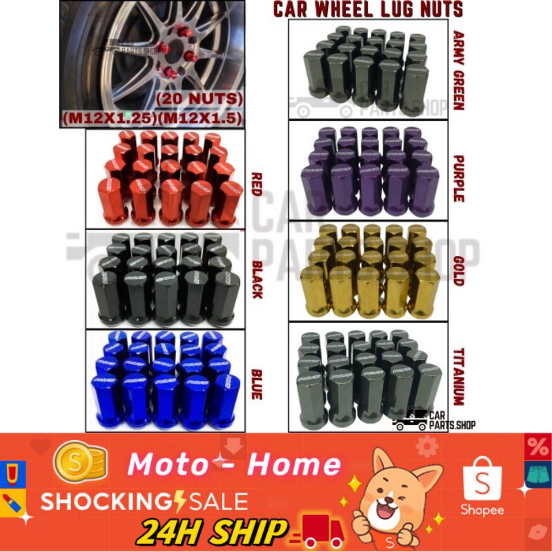 【24H SHIP】OAPC 20 PCS STAINLESS STEEL CAR WHEEL LUG NUTS RAYS (M12X1 ...