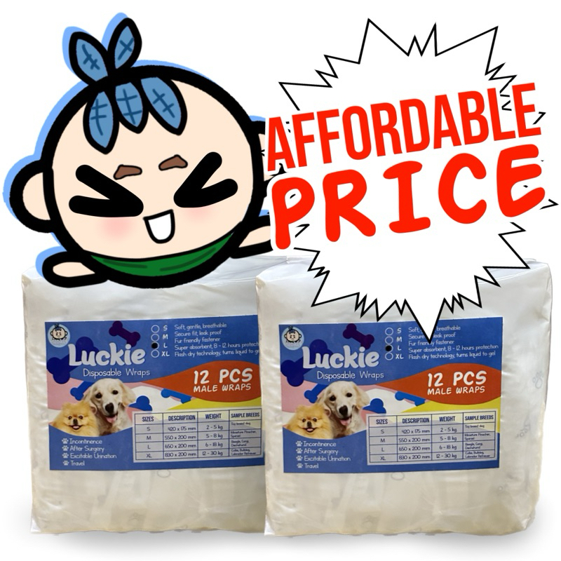 Luckie Pet Dog Male Wraps 12pcs per pack Dog Diaper for Dogs | Shopee ...