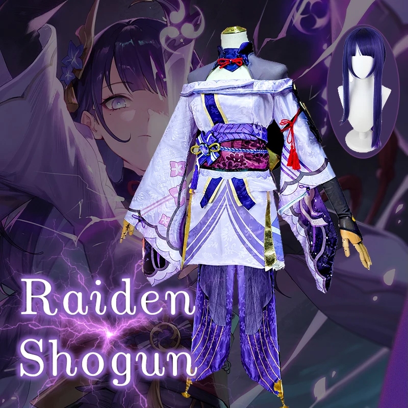 Genshin Impact Raiden Shogun Cosplay Costume Anime Uniform Wig ...