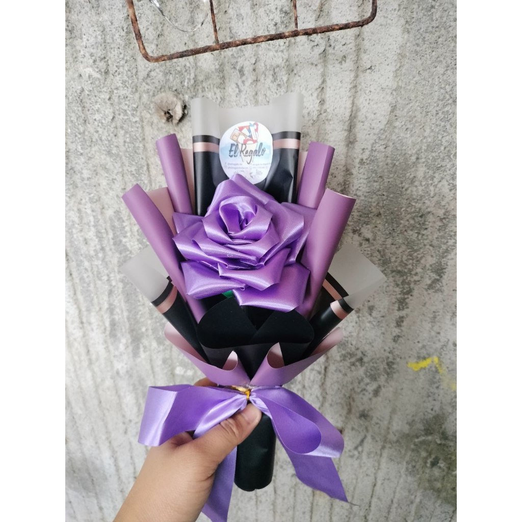 Single Stem Satin Rose Bouquet WITH FREE CARD | Shopee Philippines