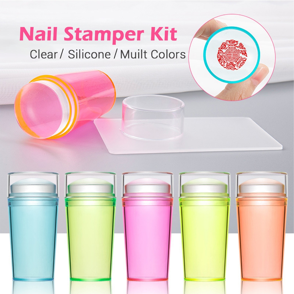 Nail Art Stamper Scraper Set Silicone Mold Stamp French Nail Template ...
