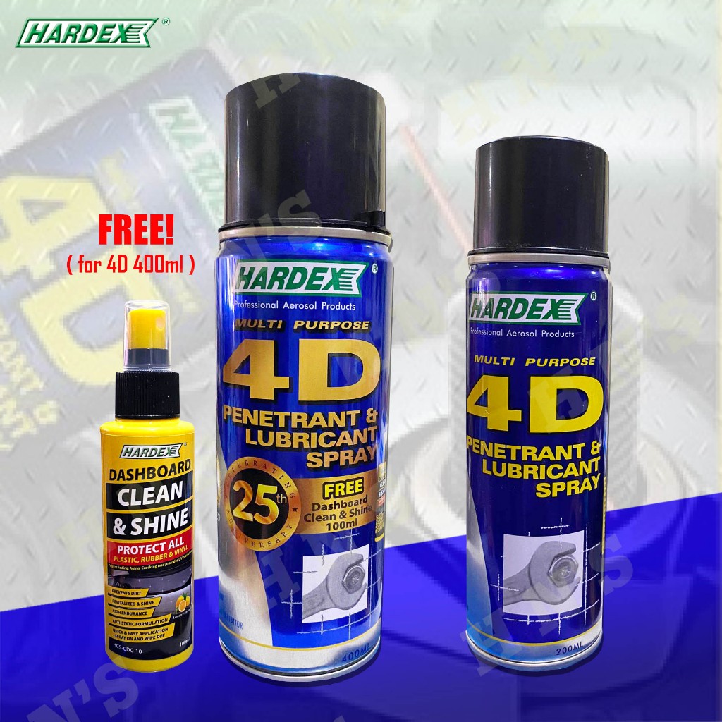Hardex 4D Penetrant and Lubricant Spray - 200 ml / 400 ml | Shopee ...