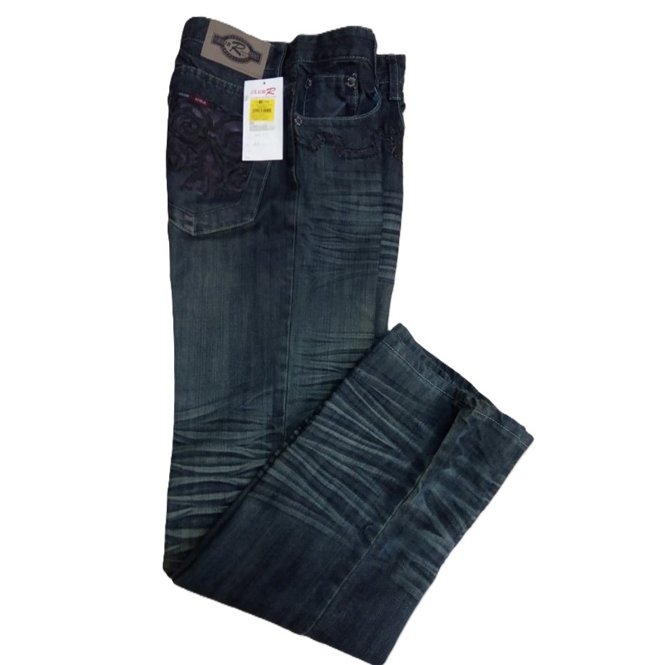CLUB R #8571 MENS DENIM PANTS WITH BLASTING AND BACK PRINT ST. CUT ...