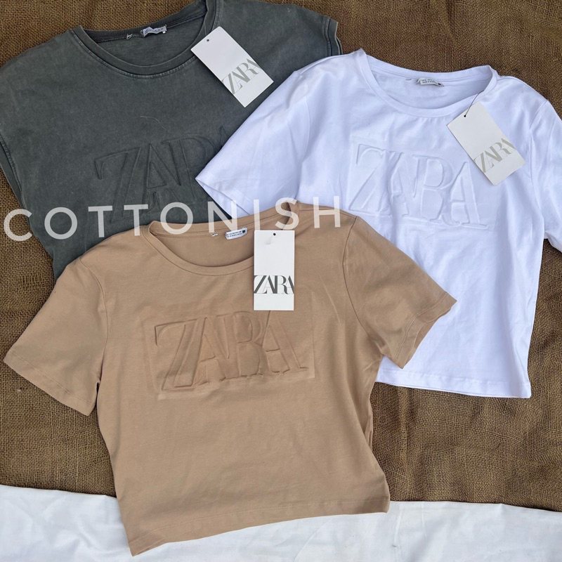 Zara Embossed Crop Top for Women • Authentic Overrun | Shopee Philippines
