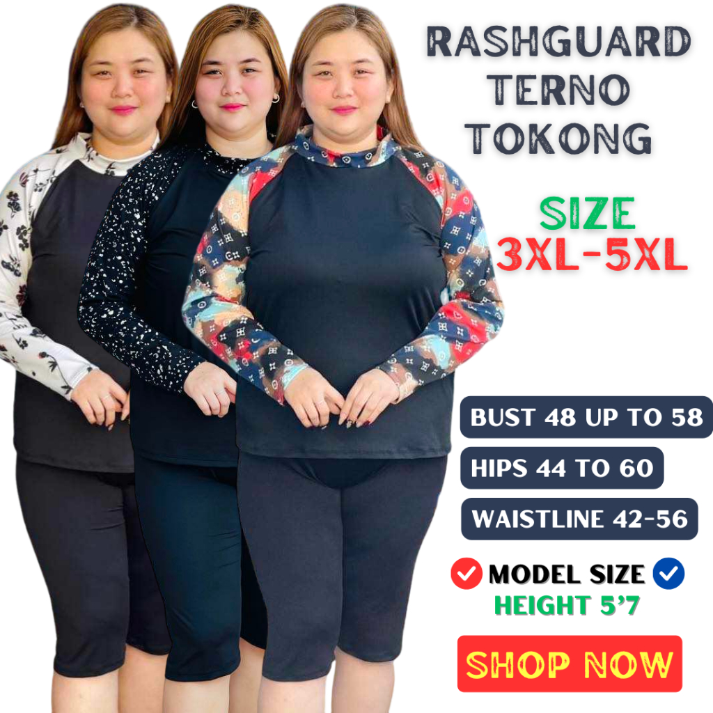 plus size Rashguard terno Tokong swimming outfit for women 3XL-5XL | Shopee Philippines