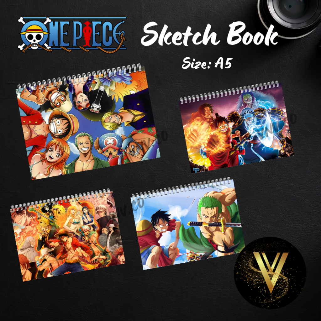One Piece Anime Sketch book Notebook A5 40 Sheets Luffy Gear 5 Zoro Law ...