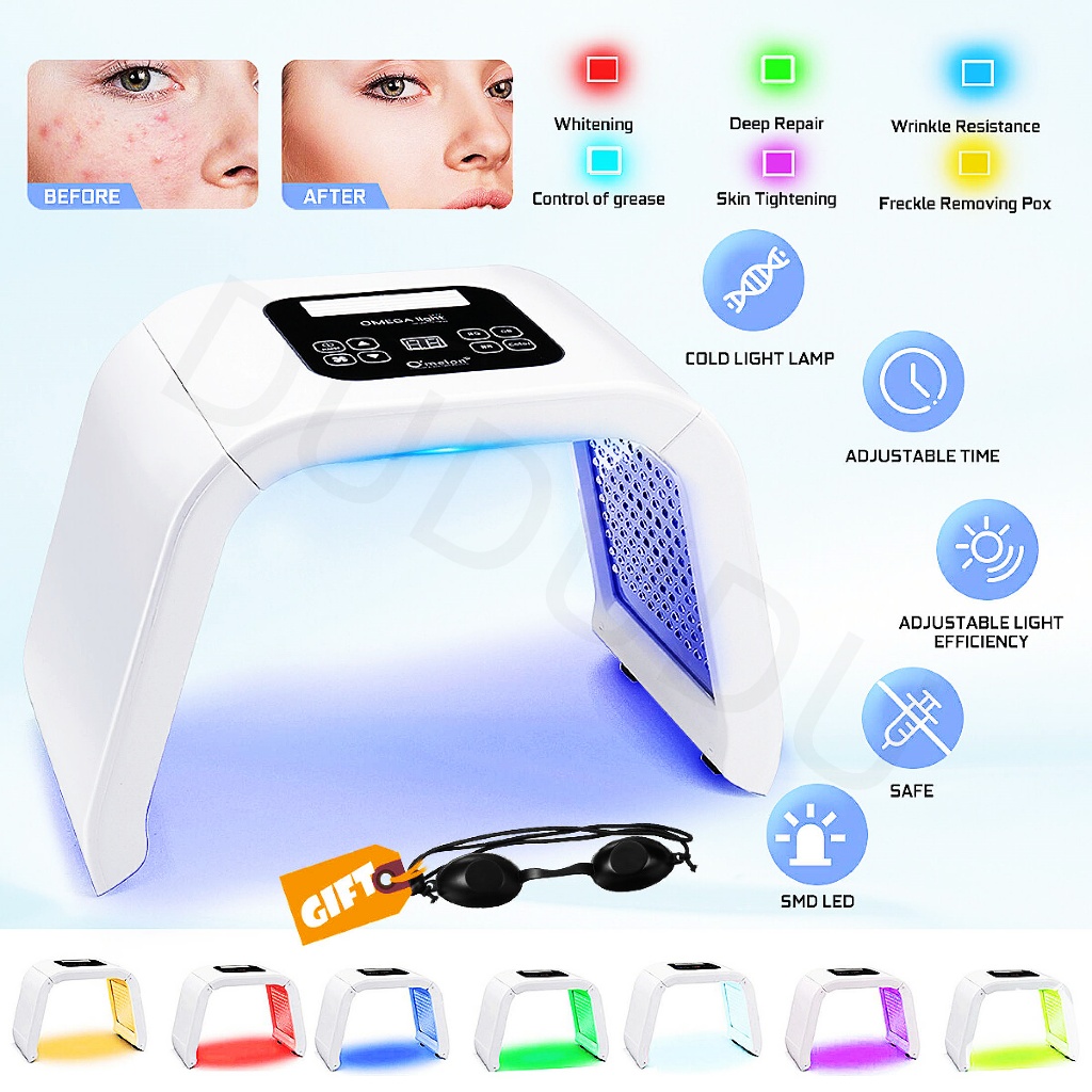 (COD) 7 color LED light photodynamic facial skin care acne treatment ...