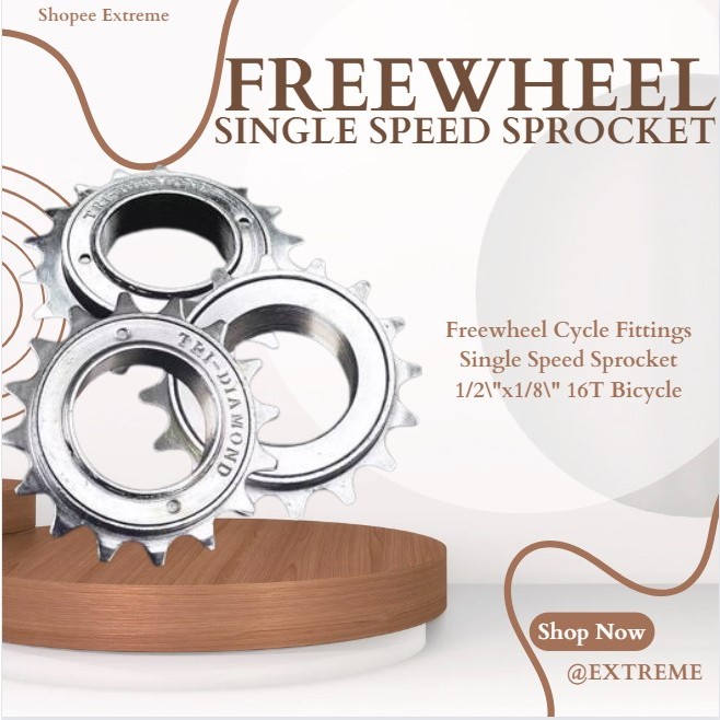 Freewheel Cycle Fittings Single Speed Sprocket 1/2\"x1/8\" 16T Bicycle ...
