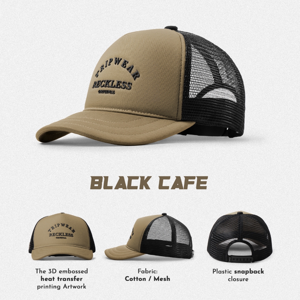 Reckless Tripwear Cap - Trucker Cap - Cotton Khaki Fabric, Breathable ...