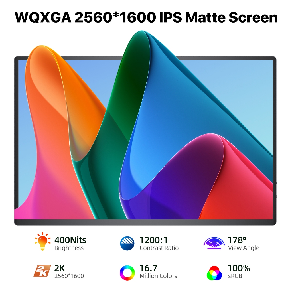 UPerfect 2K Portable Monitor 400nits 16" IPS HDR 120hz Gaming Monitor ...