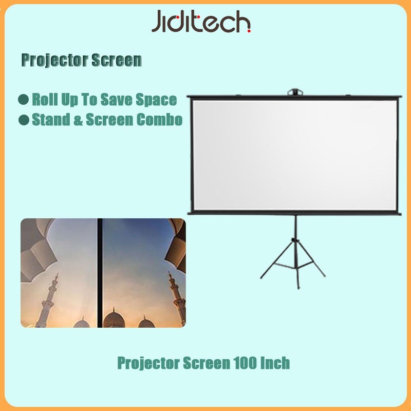 【Free Stand】Jiditech Projector Screen 84/100 Inch HD Vivid Color Better ...