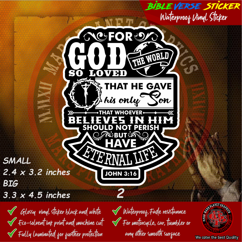 BIBLE VERSE RELIGIOUS CHRISTIAN STICKER DECAL Waterproof Laminated ...