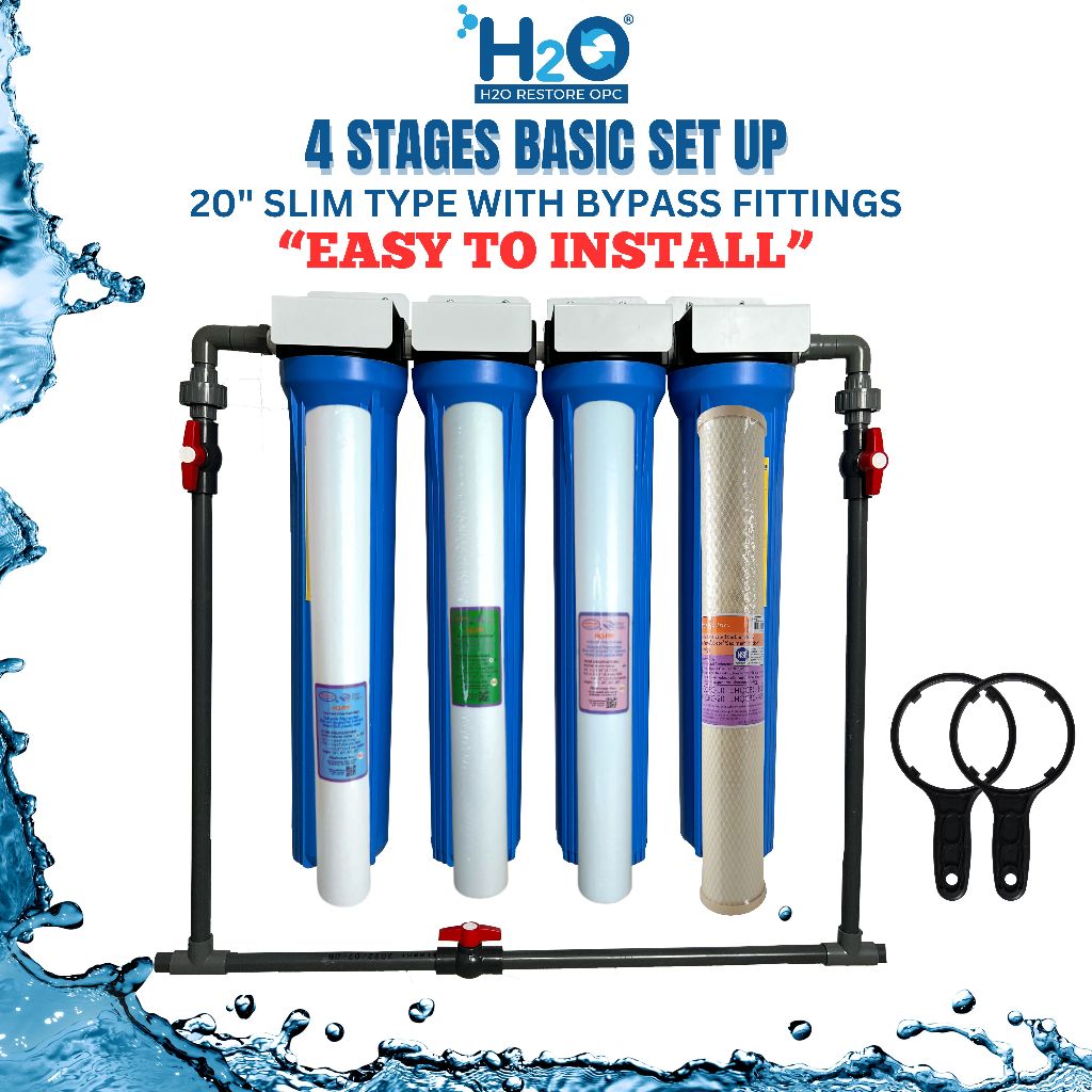 4 Stages Water Filter Basic Heavy Duty Complete Set with PVC By-Pass 20 ...