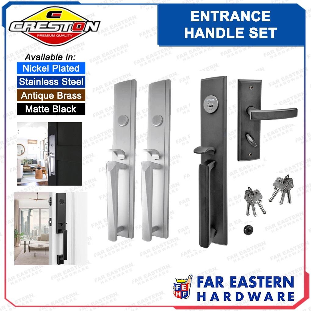 CRESTON Entrance Handle Set for Main Door Luxury Edition Knob Lock ...