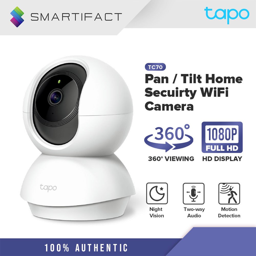 TP-Link Tapo TC70 2MP 360 Pan/Tilt Indoor IP Camera Night Vision Motion ...