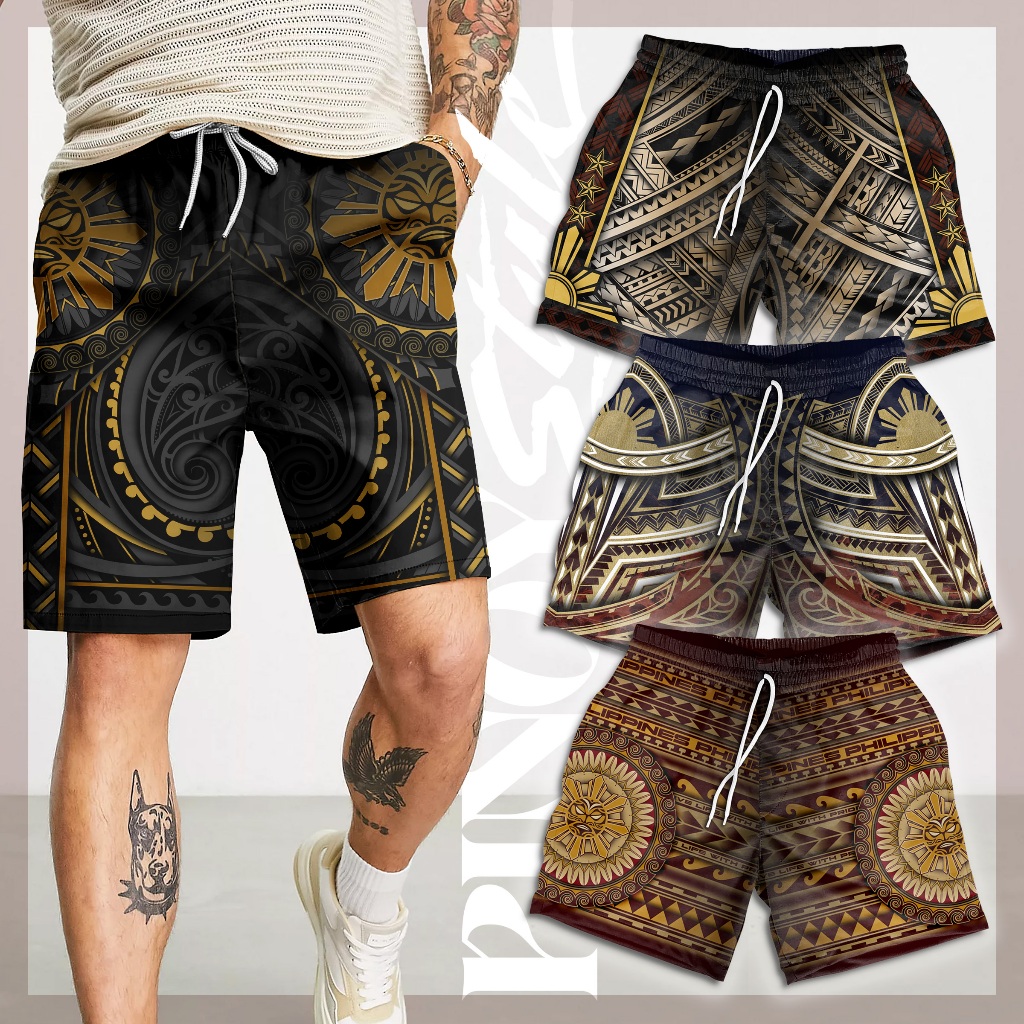 Pinoy Style shorts Ethnic Tribal design Graphic Design Unisex men women ...