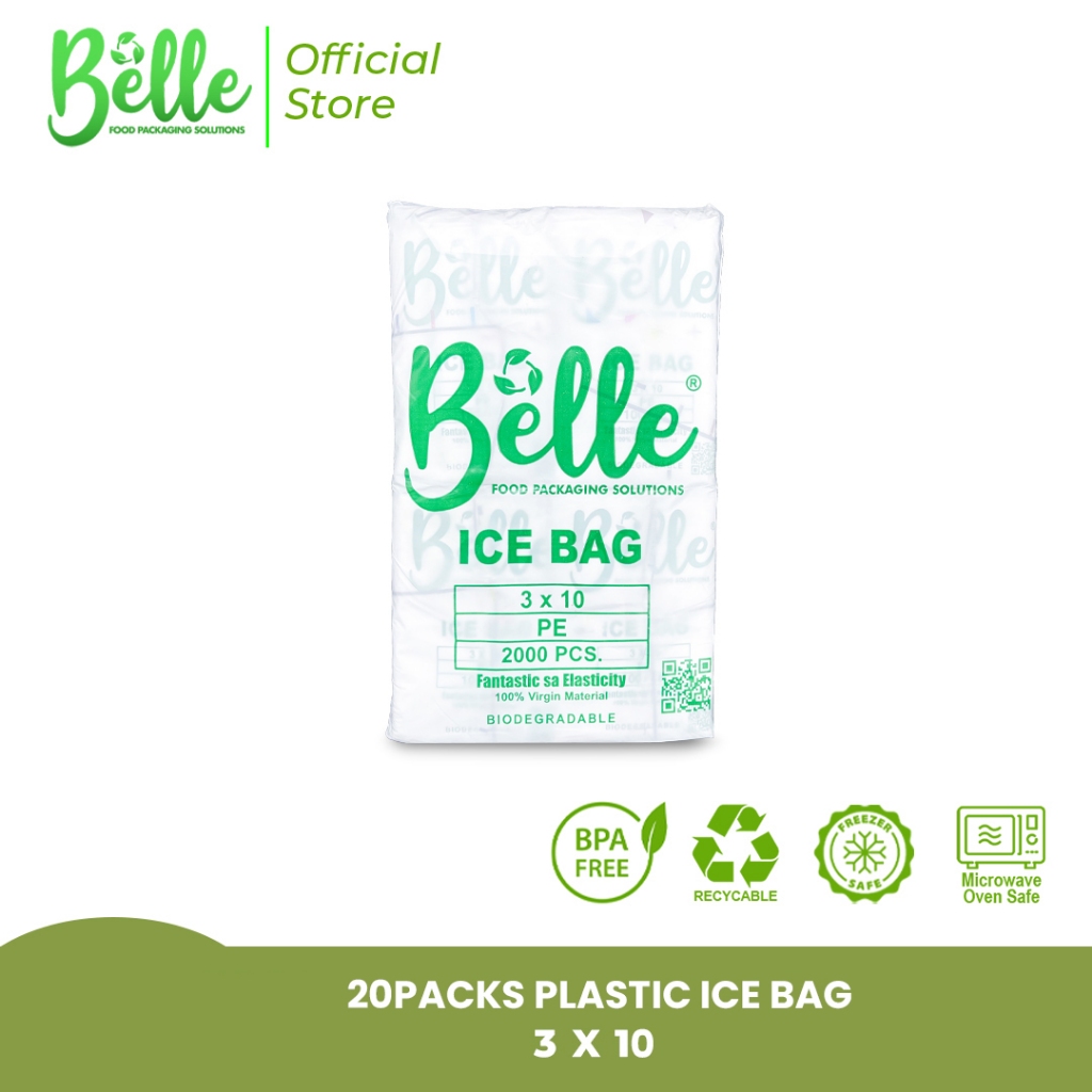 Belle Plastic Ice bag 4x12, 3x10,3x16 available size. (100pcsx20packs ...