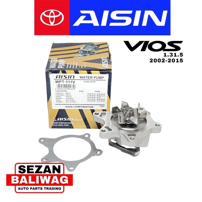 AISIN WATER PUMP TOYOTA VIOS 2002-2015 1NZ 2NZ 2000-2013 WPT-111V ...