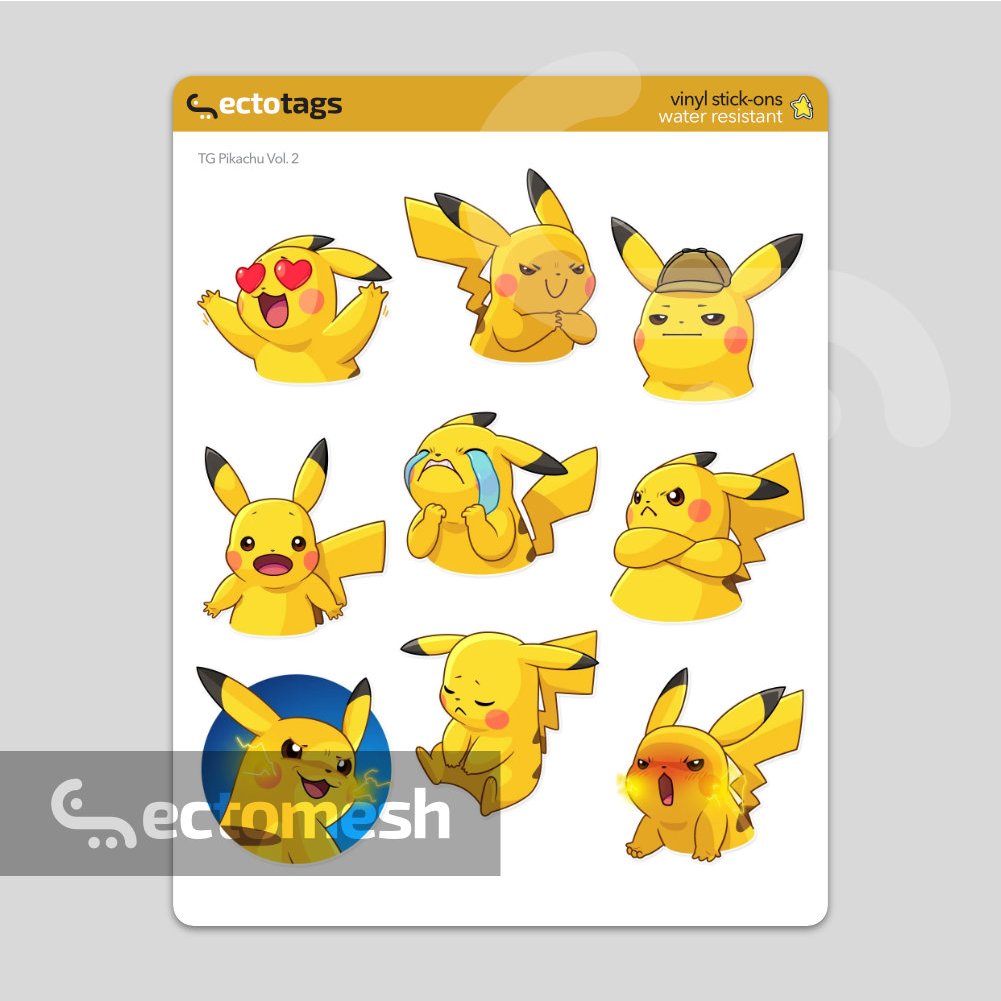 Pikachu Emoticons Volume 2 - Pokemon Vinyl Sticker Sheet by EctoMesh ...