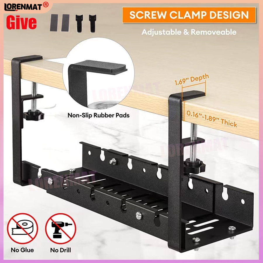 Under Table Storage Rack Adjustable Cable Management Tray Cable ...