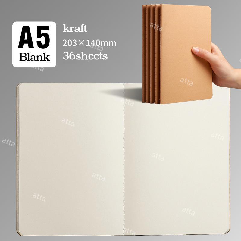 A5/B5 Black/Kraft Notebooks 36Sheets Line Grid Blank Notepad School Office Supplies Stationery ...