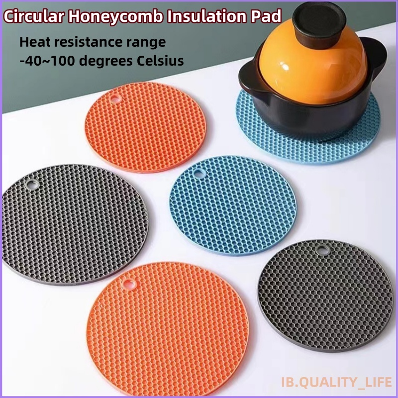 COD 1Pc Silicone Round Honeycomb Heat Insulation Mat Non-slip ...