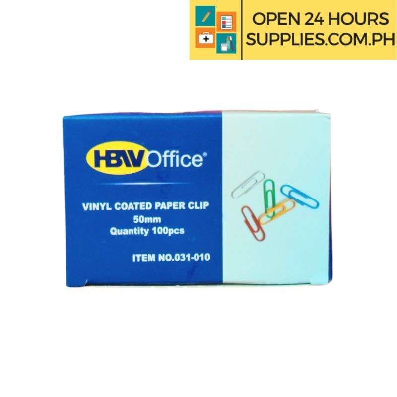 HBW Paper Clip Vinyl Coated 50Mm 100S No.031-010 Assorted Colors ...