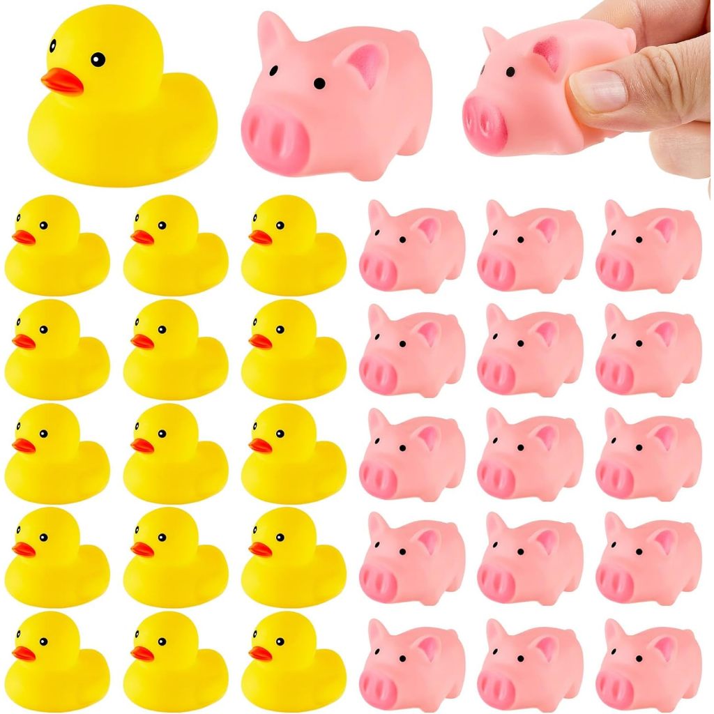 Mini Rubber Pigs Bulk Baby Bath Toy Pink Tiny Piggies Squeaky Pig Toys ...